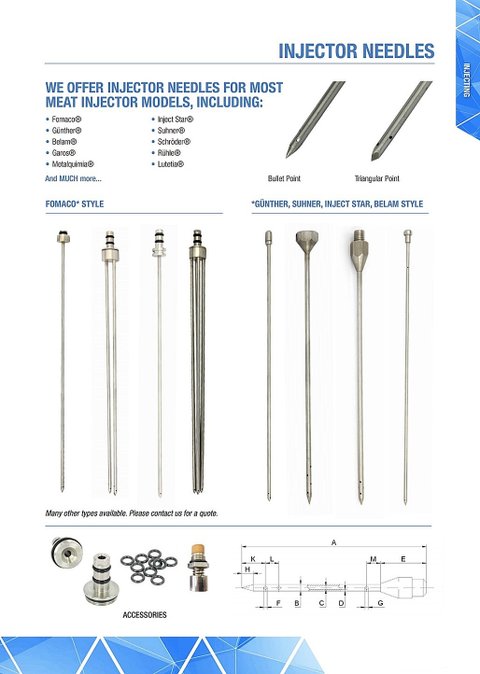 Injector Needles for Poultry, Fish & Meat Processing Industry